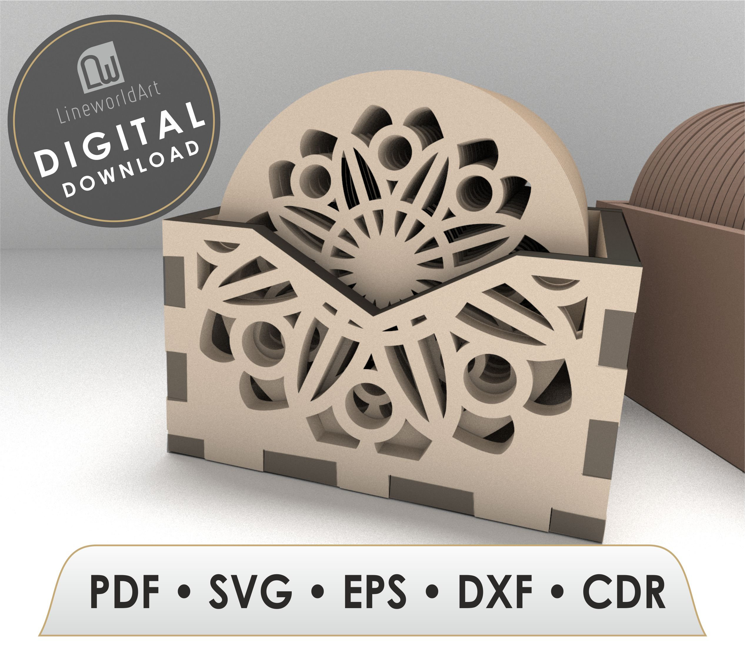 Coaster Box Svg, Coaster Holder Stand Laser Cut Svg File, Cutting ...