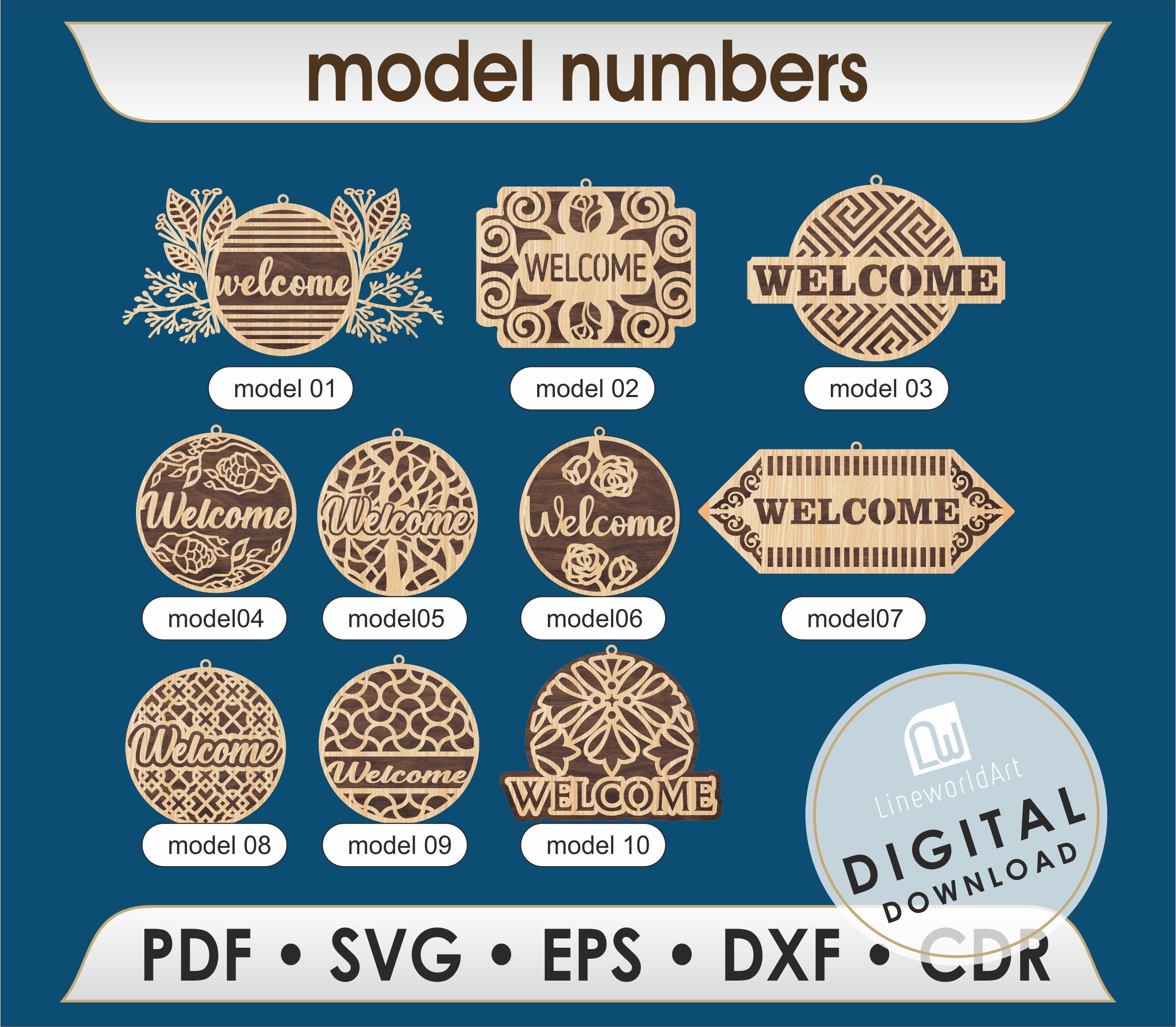 Front Door Decor Svg, Laser Cut Files, Welcome Door Hanger Svg, Round ...