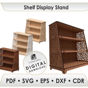 3 Shelf Storage Laser Cut Files, Display Stand Svg Files, Laser Cut ...