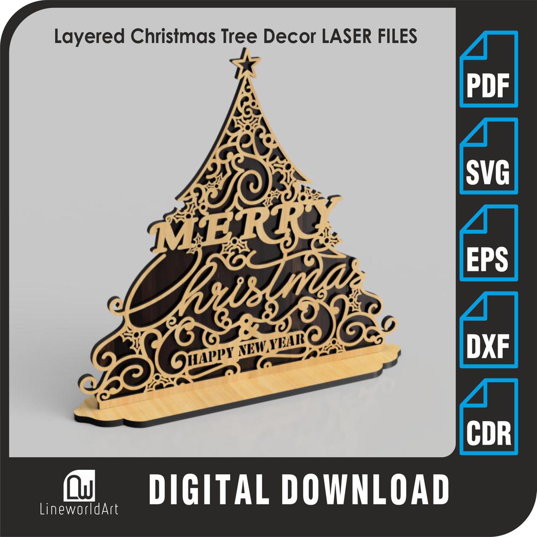 Christmas Tree Silhouette SVG | Laser Cut Winter Decor File - Etsy