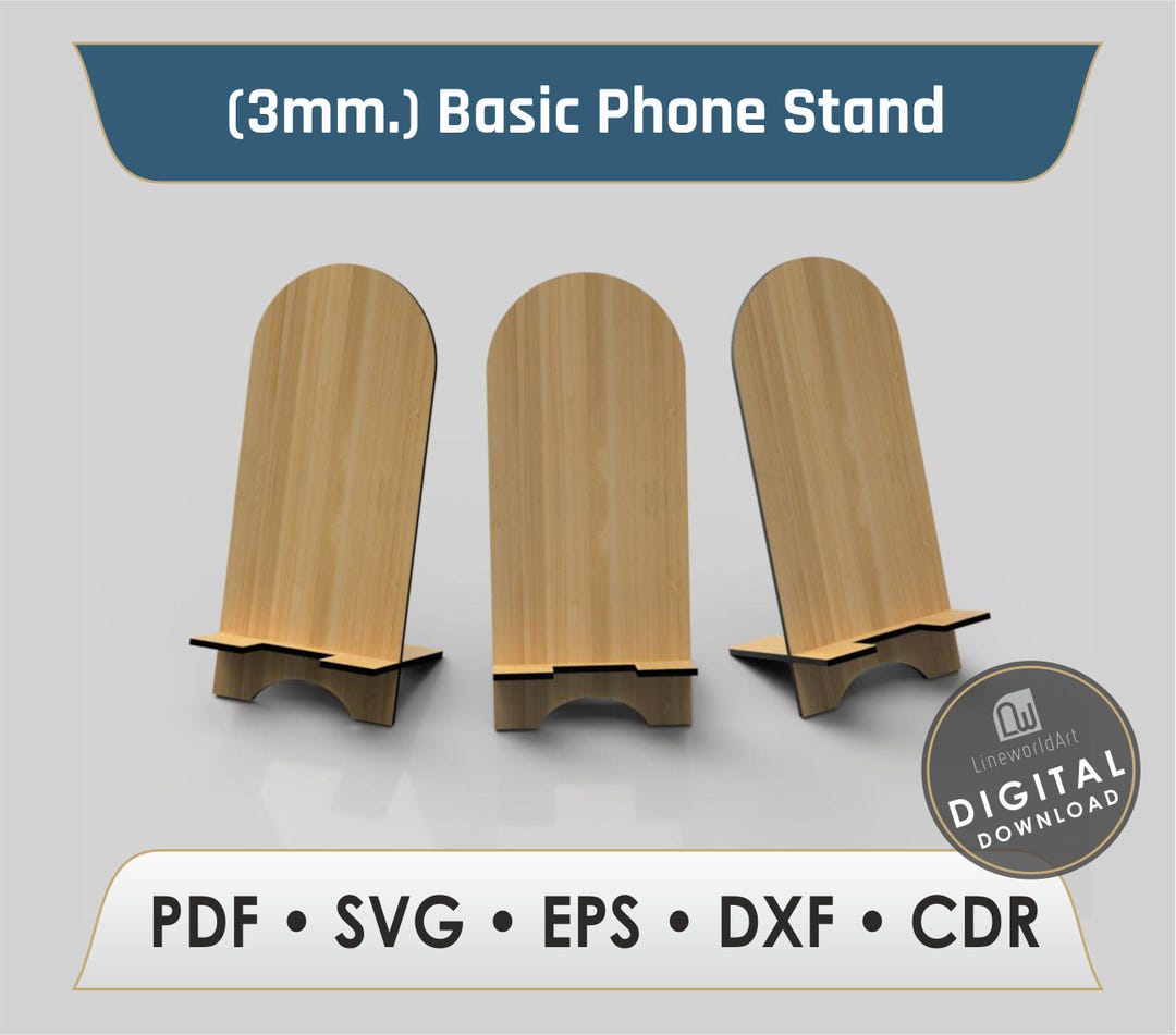 Laser Cut Phone Stand SVG for Desk, Wooden Mobile Holder Digital File ...