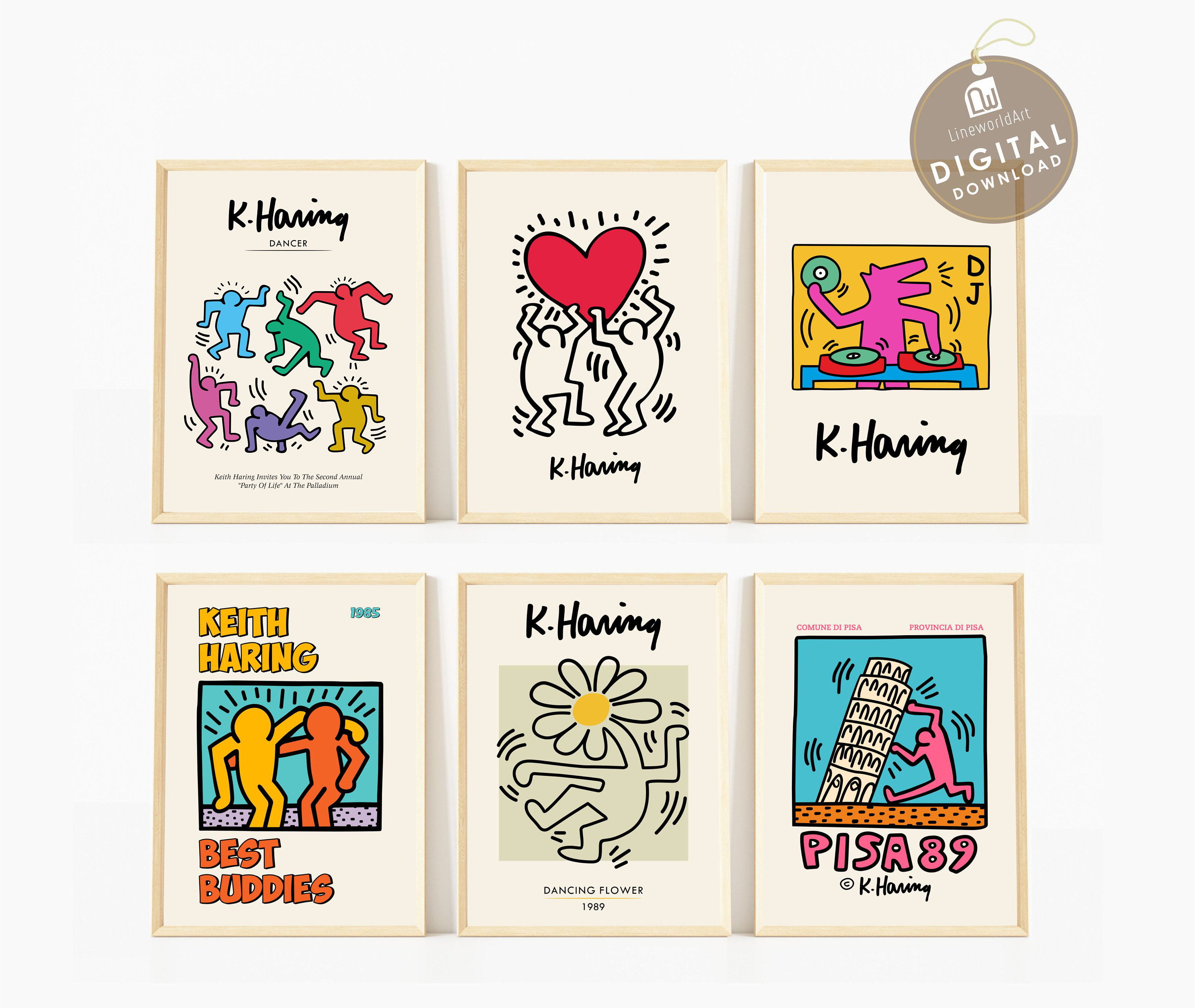 Gallery Wall Set Pop Art Print Exhibition Poster Keith Haring Print ...