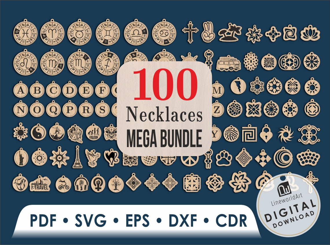 Necklace Svg, Necklace Svg Cut File, Pendant Bundle Cut File, Necklaces ...