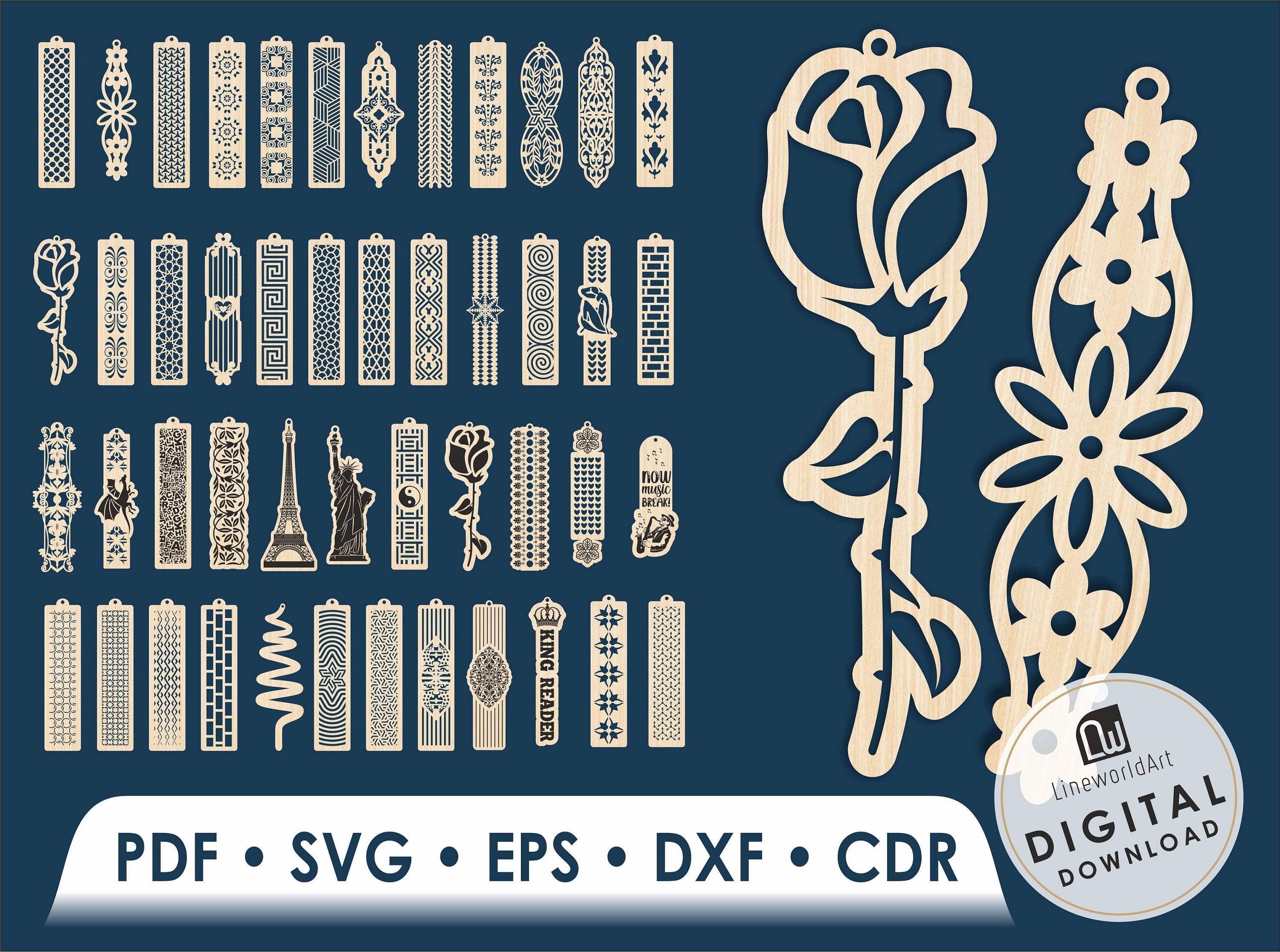 Svg 50 Bookmarks Set, Cricut Bookmarks, Bookmark Svg, Laser Cut ...