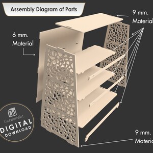 3 Shelf Storage Laser Cut Files, Display Stand Svg Files, Laser Cut ...