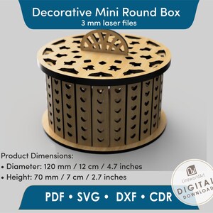 Laser Cut Round Box SVG File, Digital Download Cdr Pdf Dxf - Etsy