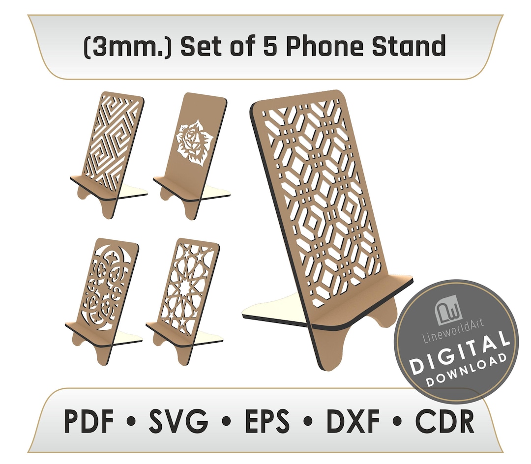 Phone Stand Laser Cut File, Phone Holder Svg, Phone Holder for Desk Svg ...