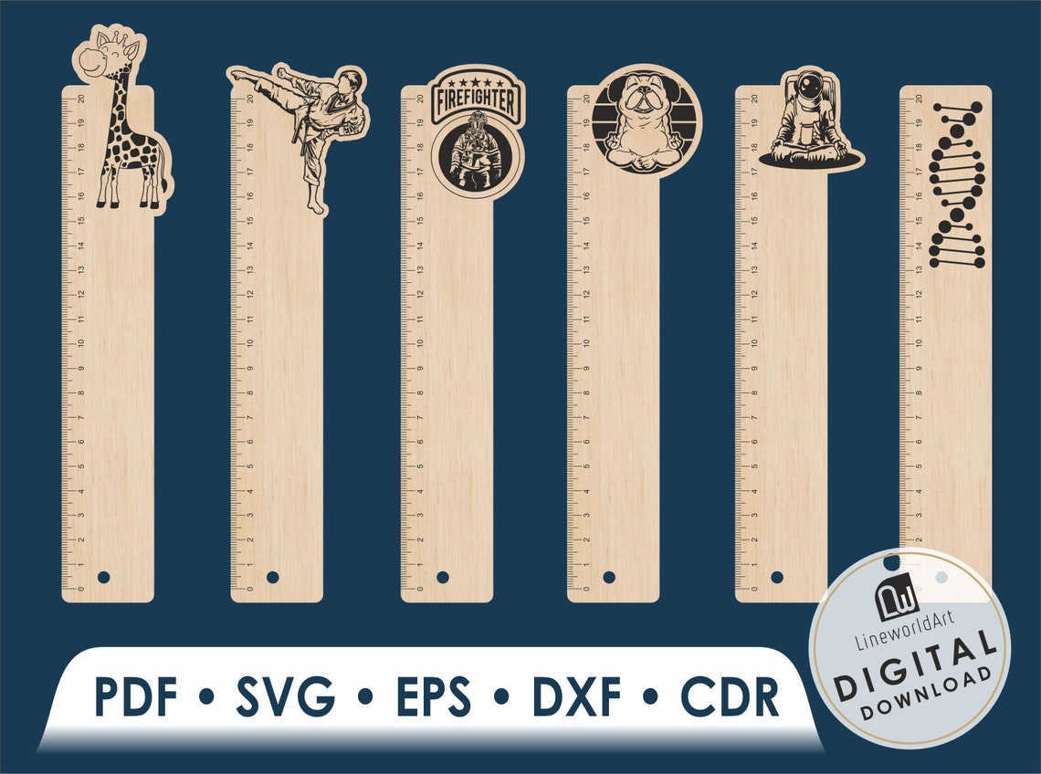 Ruler SVG Laser Cut Files | School Ruler Template Set - Etsy