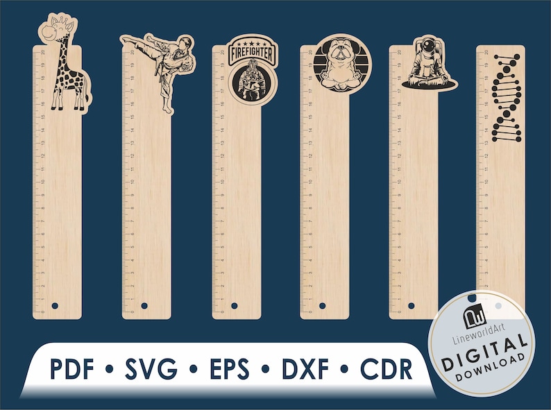 Rulers Laser Cut Svg Bundle, Ruler Svg, Vector Files for Wood Laser ...