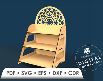 Display Stand Laser Cut Svg Files , 4 Shelf Display Stand Files, Vector ...