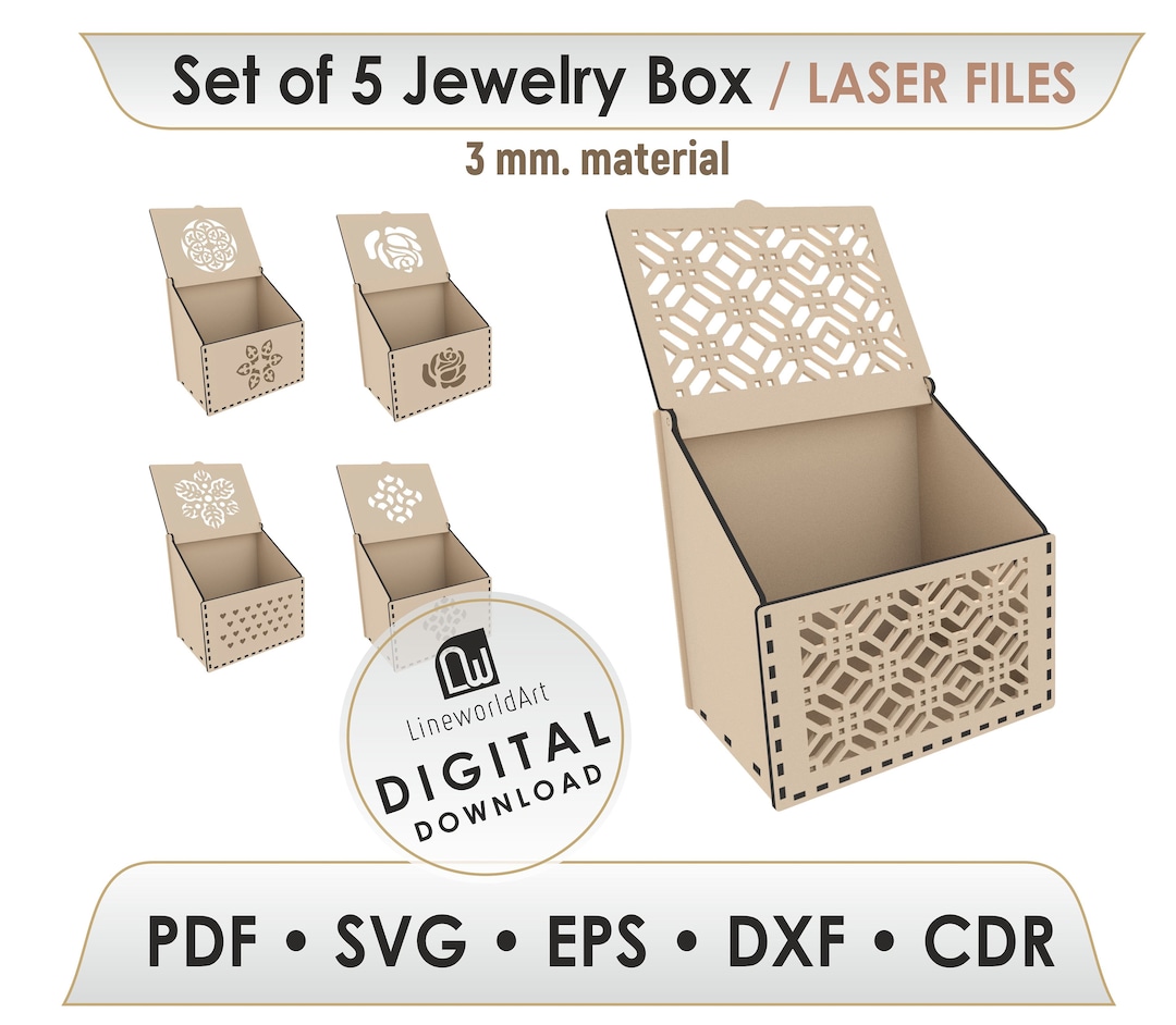 Jewelry Box Template, Different Pattern Decorative Jewelry Box, Jewelry ...