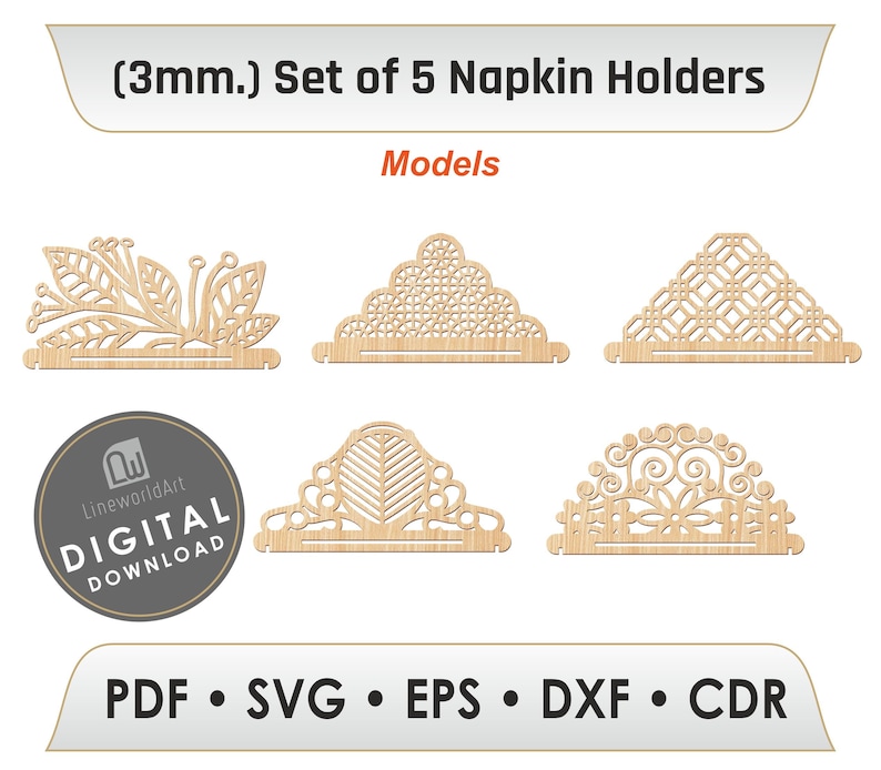 Napkin Holder Svg Bundle, Geometric Laser Cut Files, Glowforge Digital ...