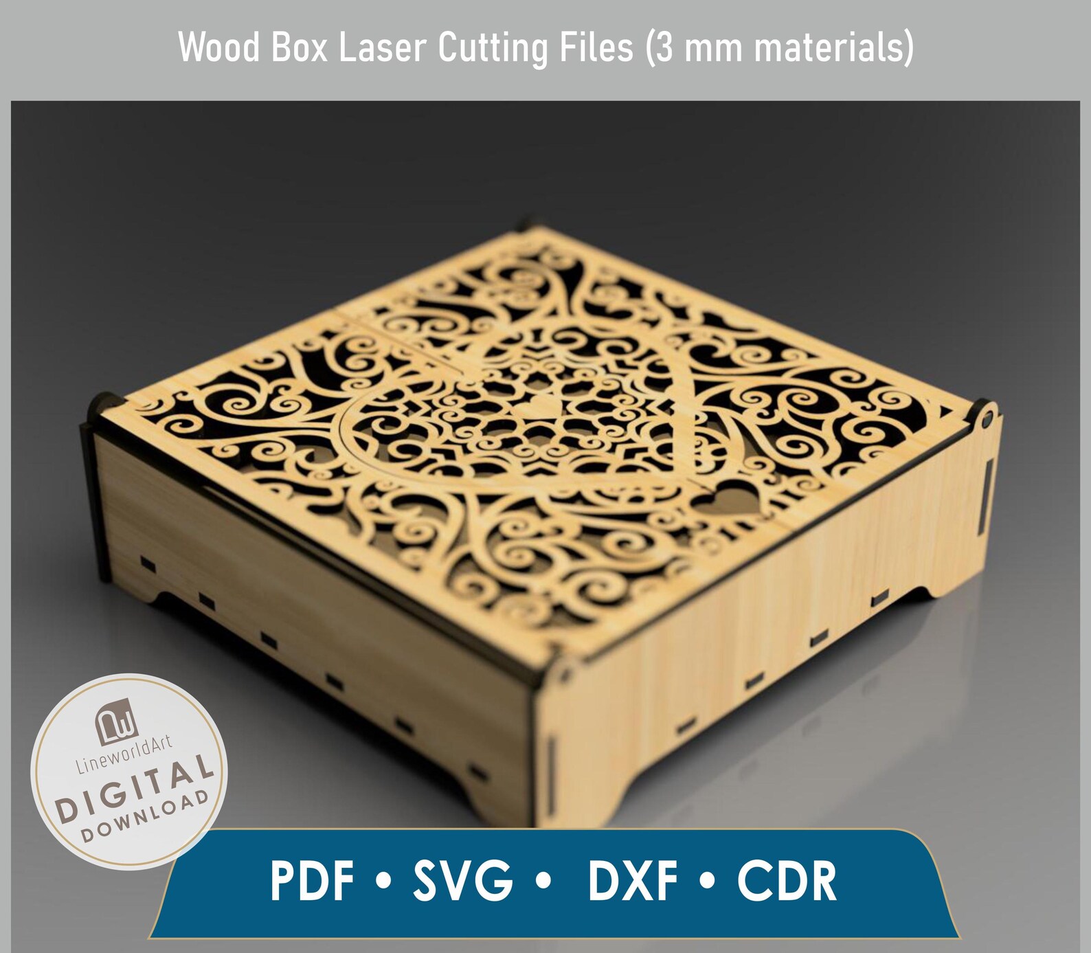 Heart Pattern Laser Cut Gift Box SVG, Wooden Jewelry Box Template ...