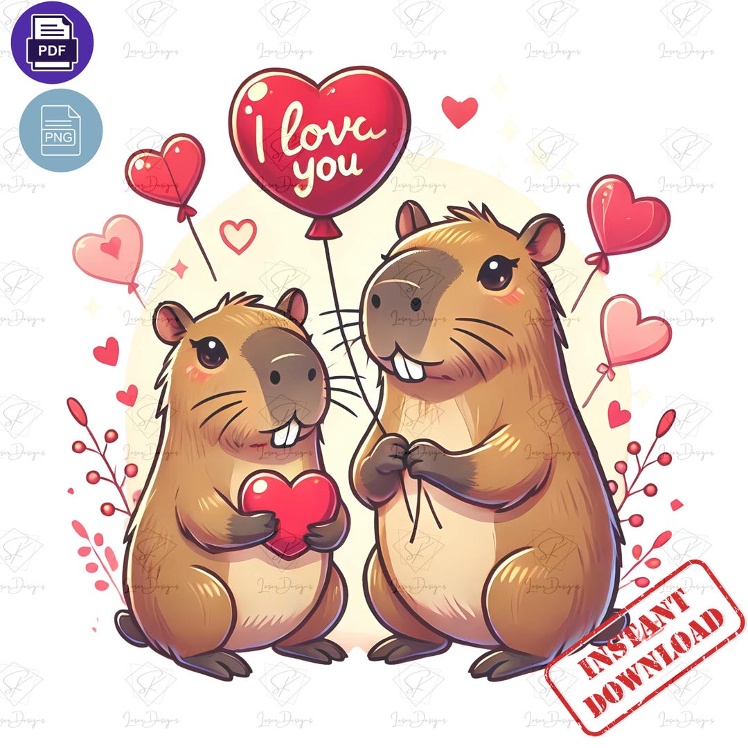 Capybara I Love You PNG File, Animal Graphics File, Cute Capybabra File ...