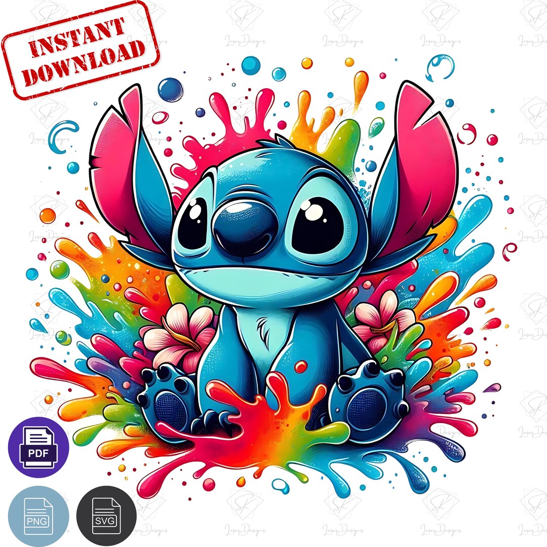 Stich Splash Colorful Digital Design for Sublimation - High Resolution ...
