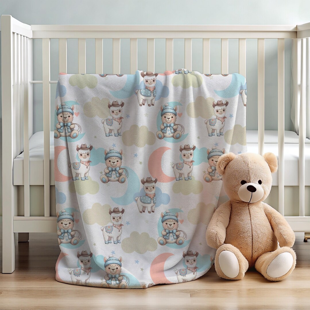 Plush Blanket, Baby Bear Alpaca Theme, Nursery Decor, Cozy Throw, Kids ...