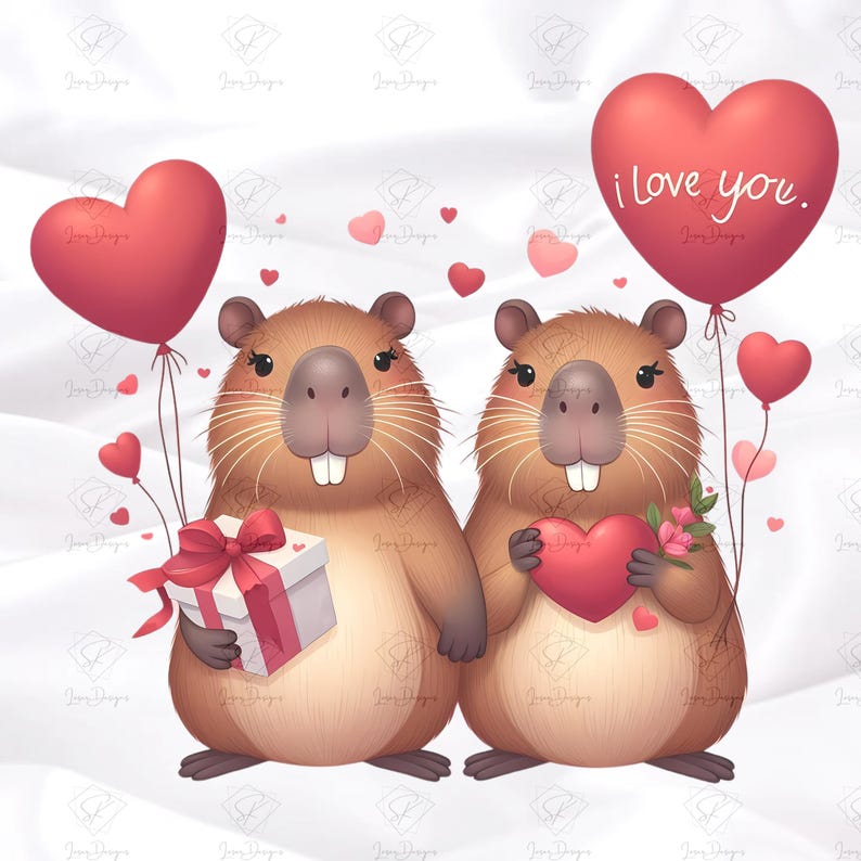 Capybara I Love You PNG File, Animal Graphics File, Cute Capybabra File ...