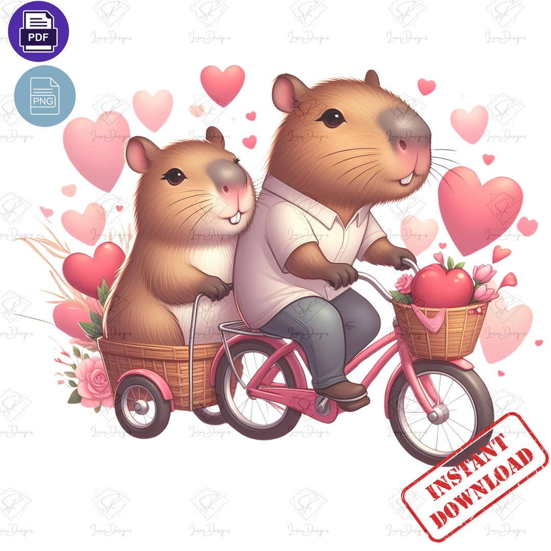 Capybara Couple Be My Valentine PNG File, Animal Graphics File, Cute ...