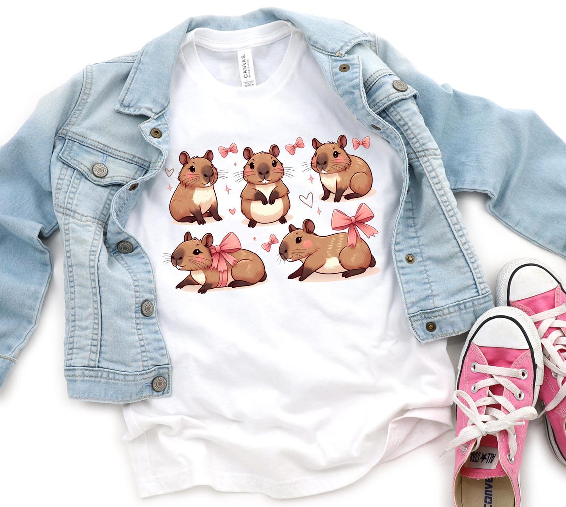 Coquette Capybara Bow PNG File, Animal Graphics File, Cute Capybabra ...