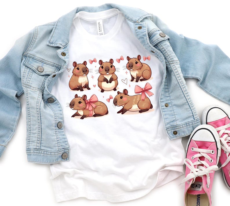 Coquette Capybara Bow PNG File, Animal Graphics File, Cute Capybabra ...