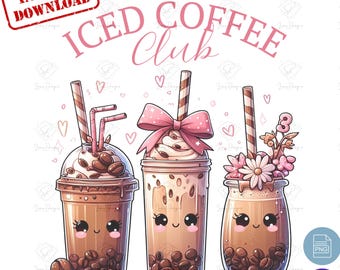 Coquette Bow Iced Coffee Club PNG File, Digital Download, Trendy Mom ...
