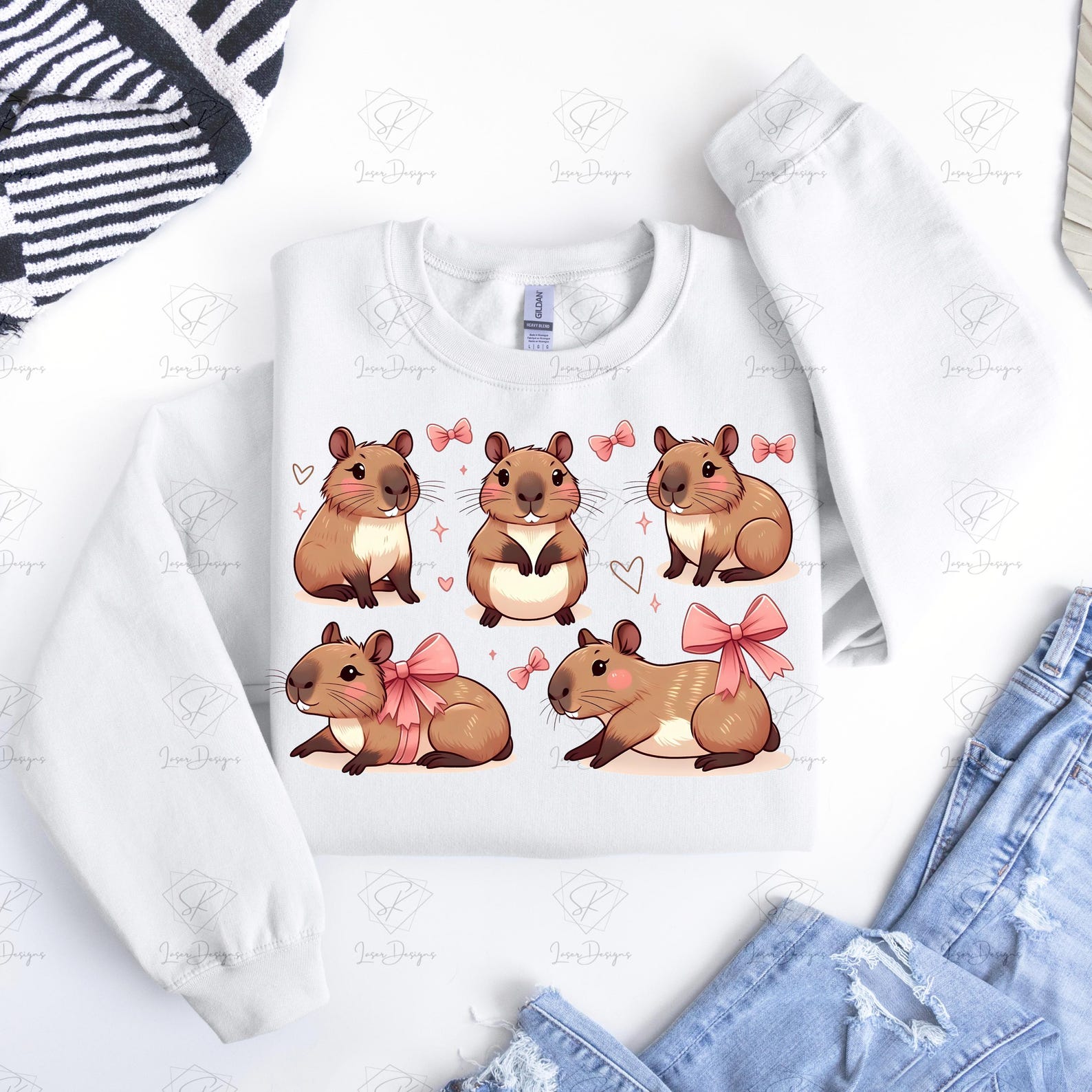 Coquette Capybara Bow PNG File, Animal Graphics File, Cute Capybabra ...