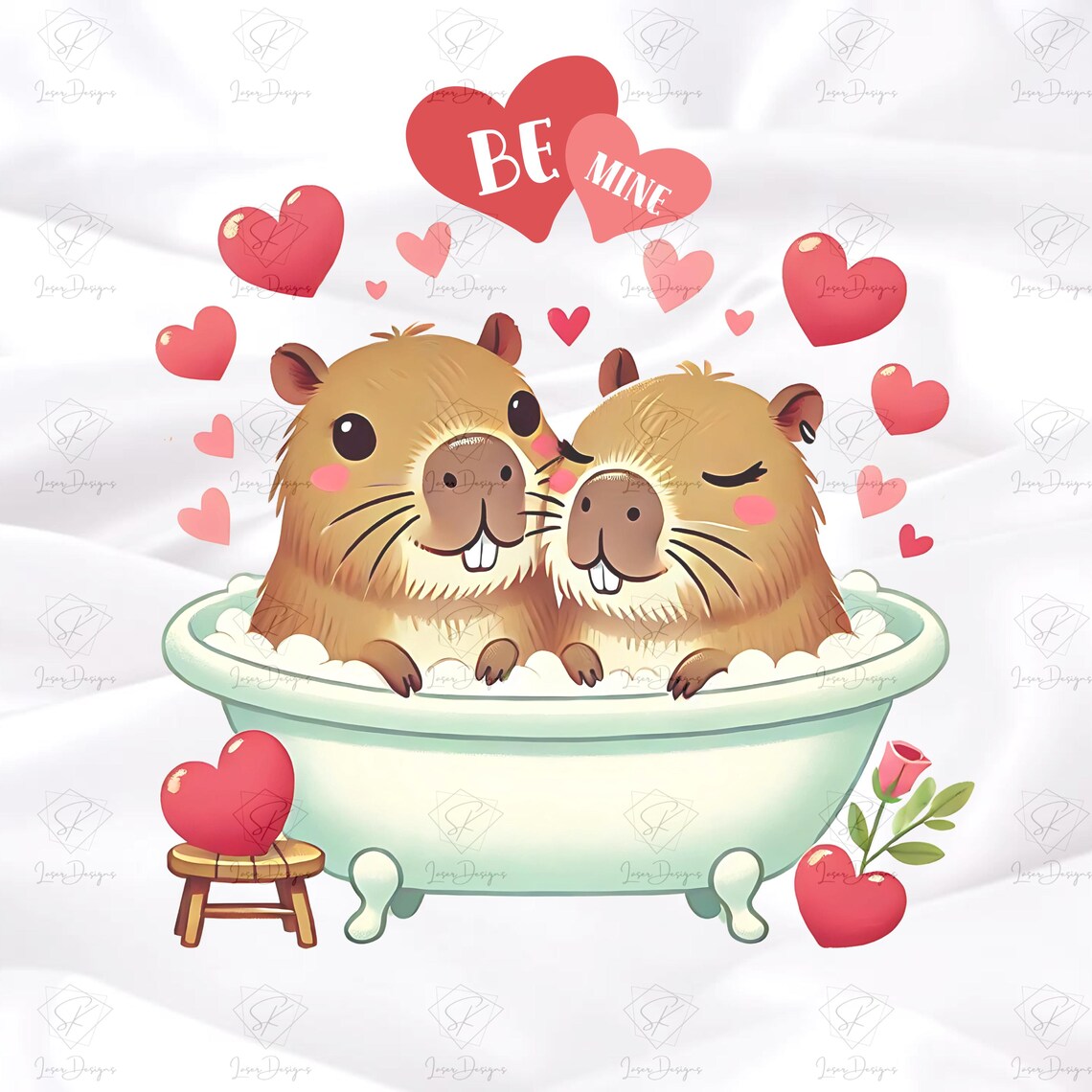Capybara Couple Be My Valentine PNG File, Animal Graphics File, Cute ...