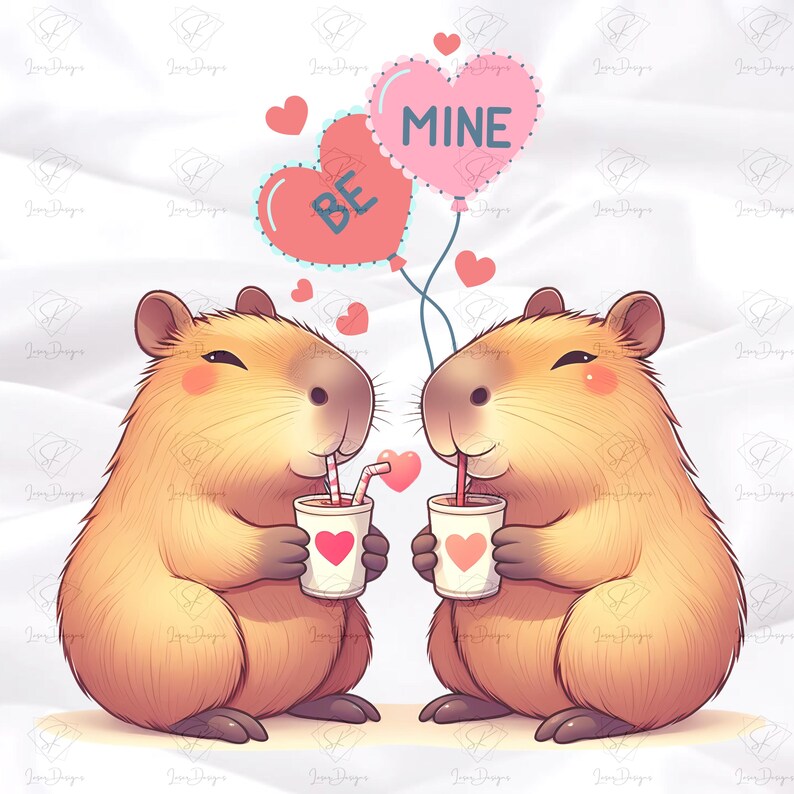 Capybara Couple Be My Valentine PNG File, Animal Graphics File, Cute ...