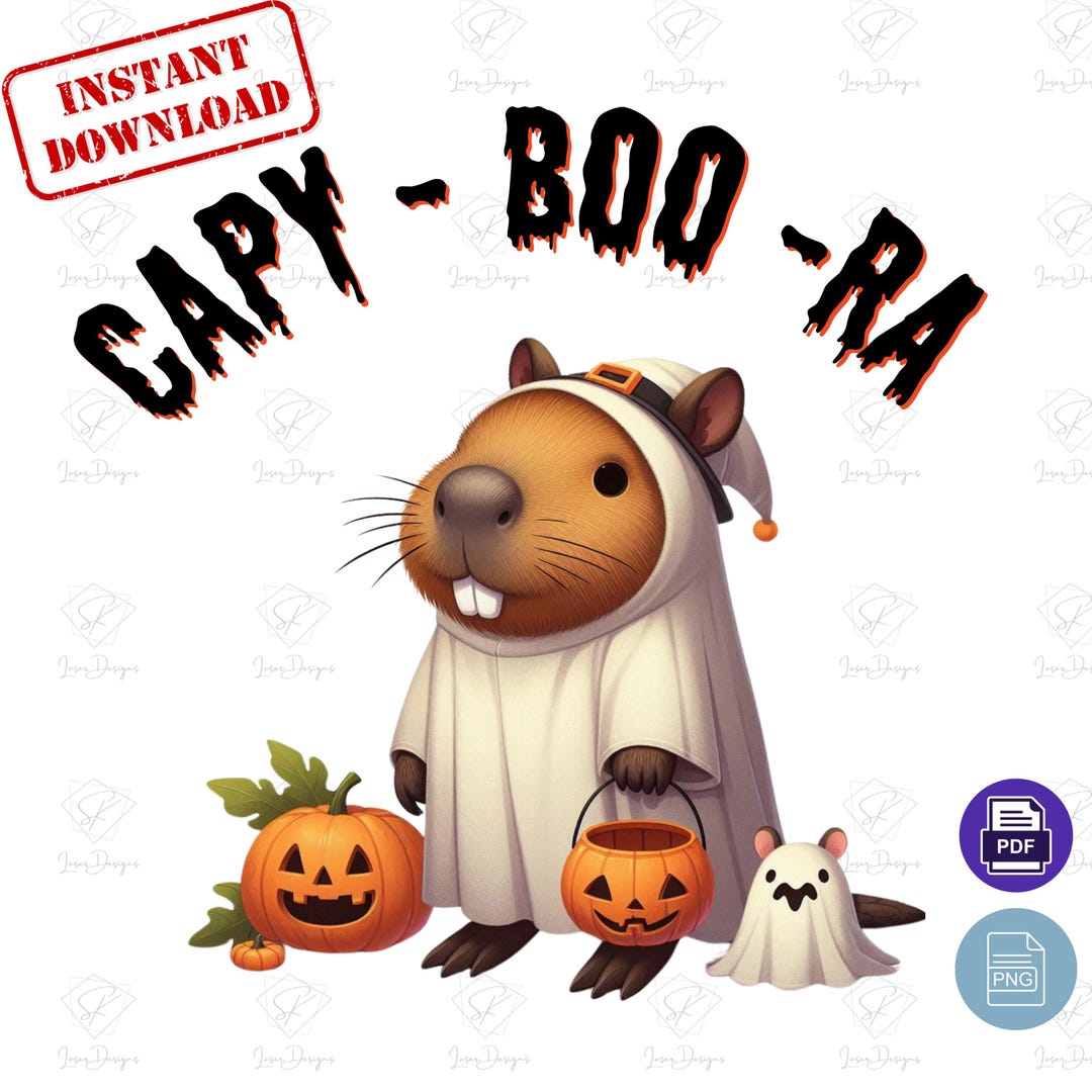 Adorable Capybara Ghost Costume SVG - Halloween Clipart, Funny Animal ...