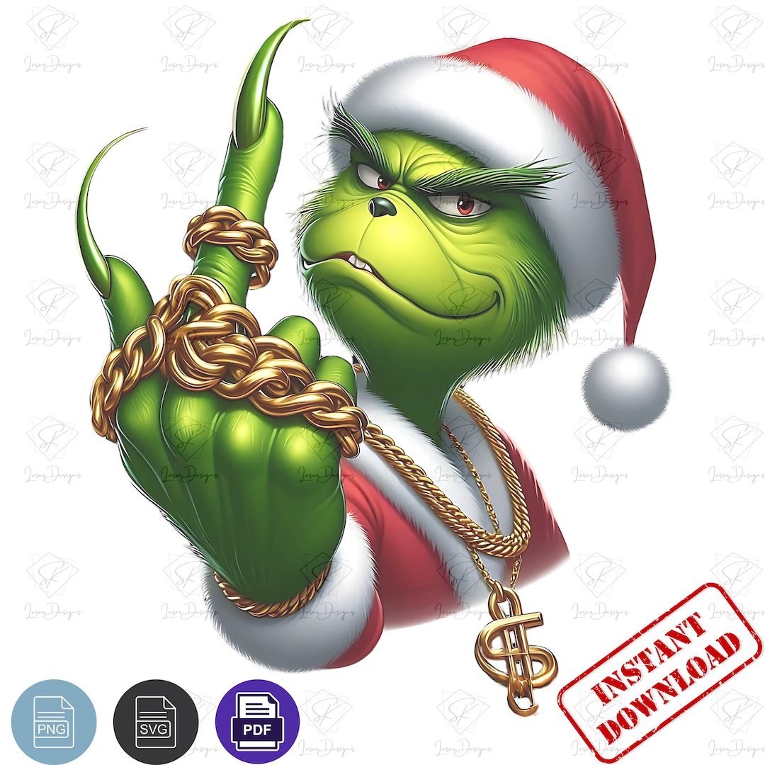 Grinch Mittelfinger Png: Trendige Grinch Sublimation für eine fröhliche ...