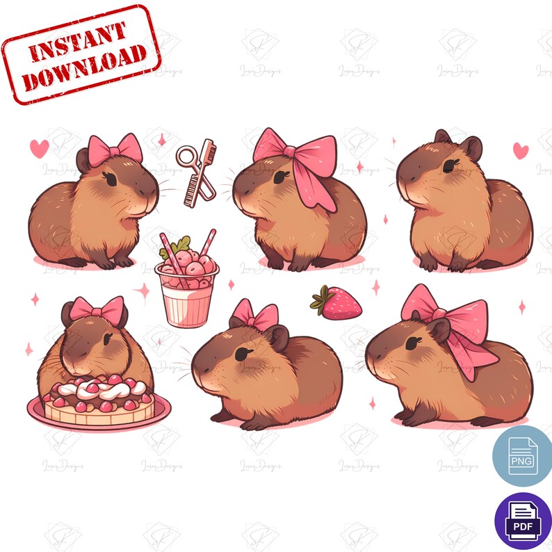 Coquette Capybara Bow PNG File: Animal Graphics (digital Download) - Etsy