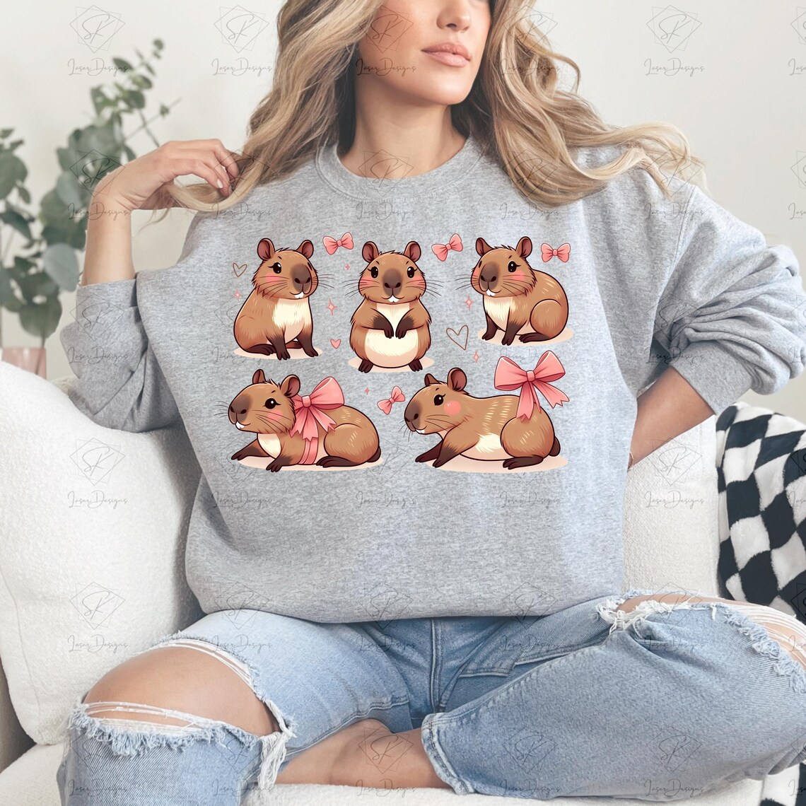 Coquette Capybara Bow PNG File, Animal Graphics File, Cute Capybabra ...