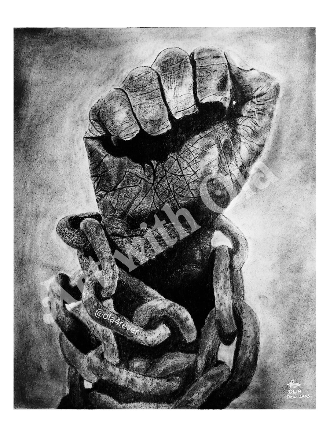 Chained Hand Hyperrealism Drawing Print - Etsy