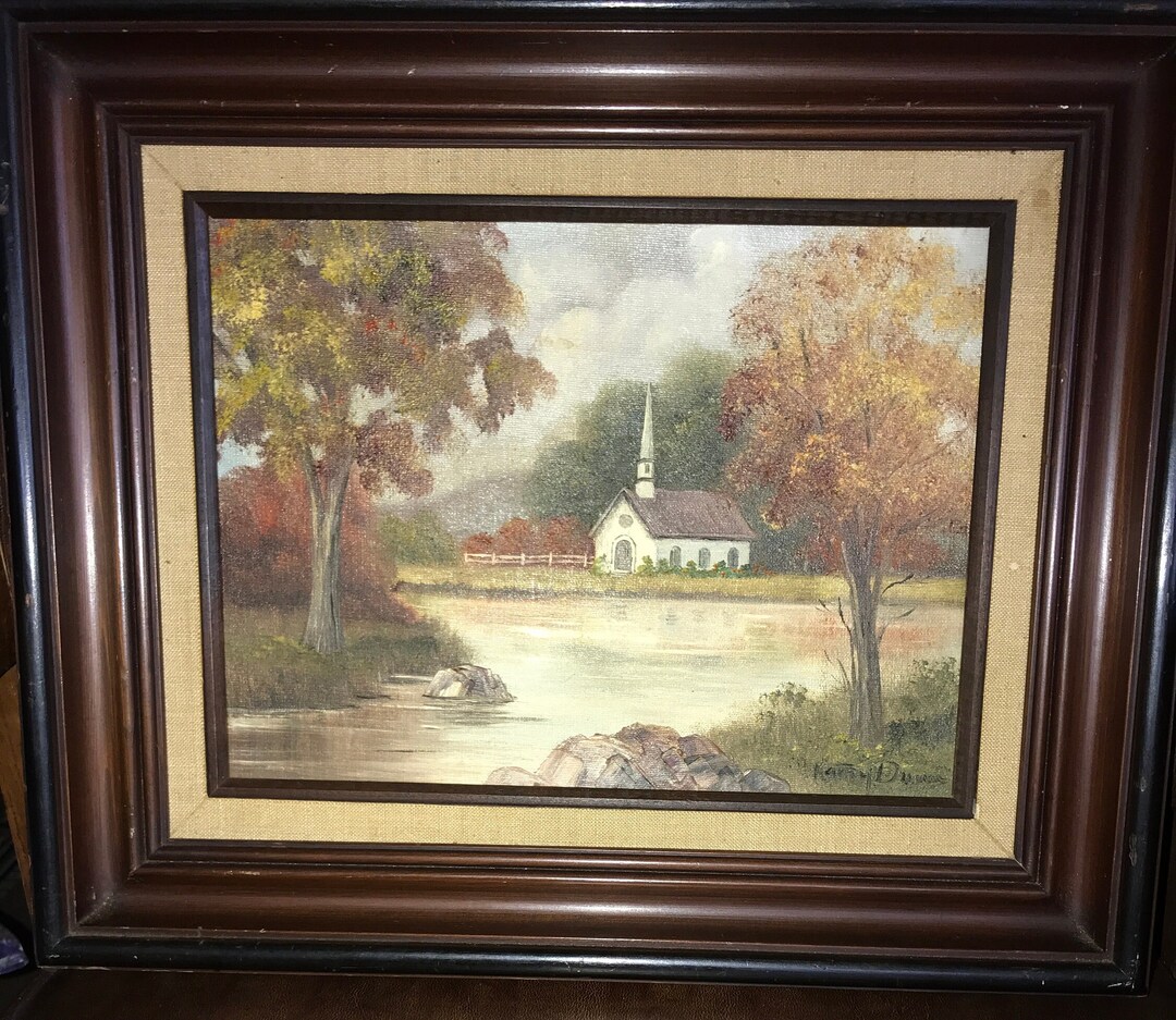 Church by Lake by Kathy Dunn Signed Painting Once Displayed in Art ...
