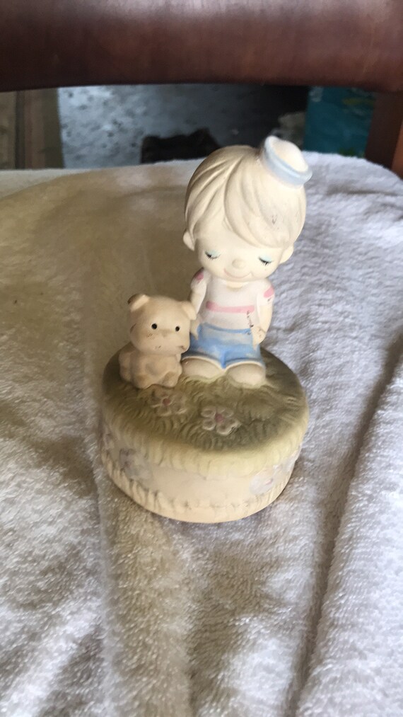 Vintage UCTCI Japan Little Girl and Puppie Music Box - Etsy