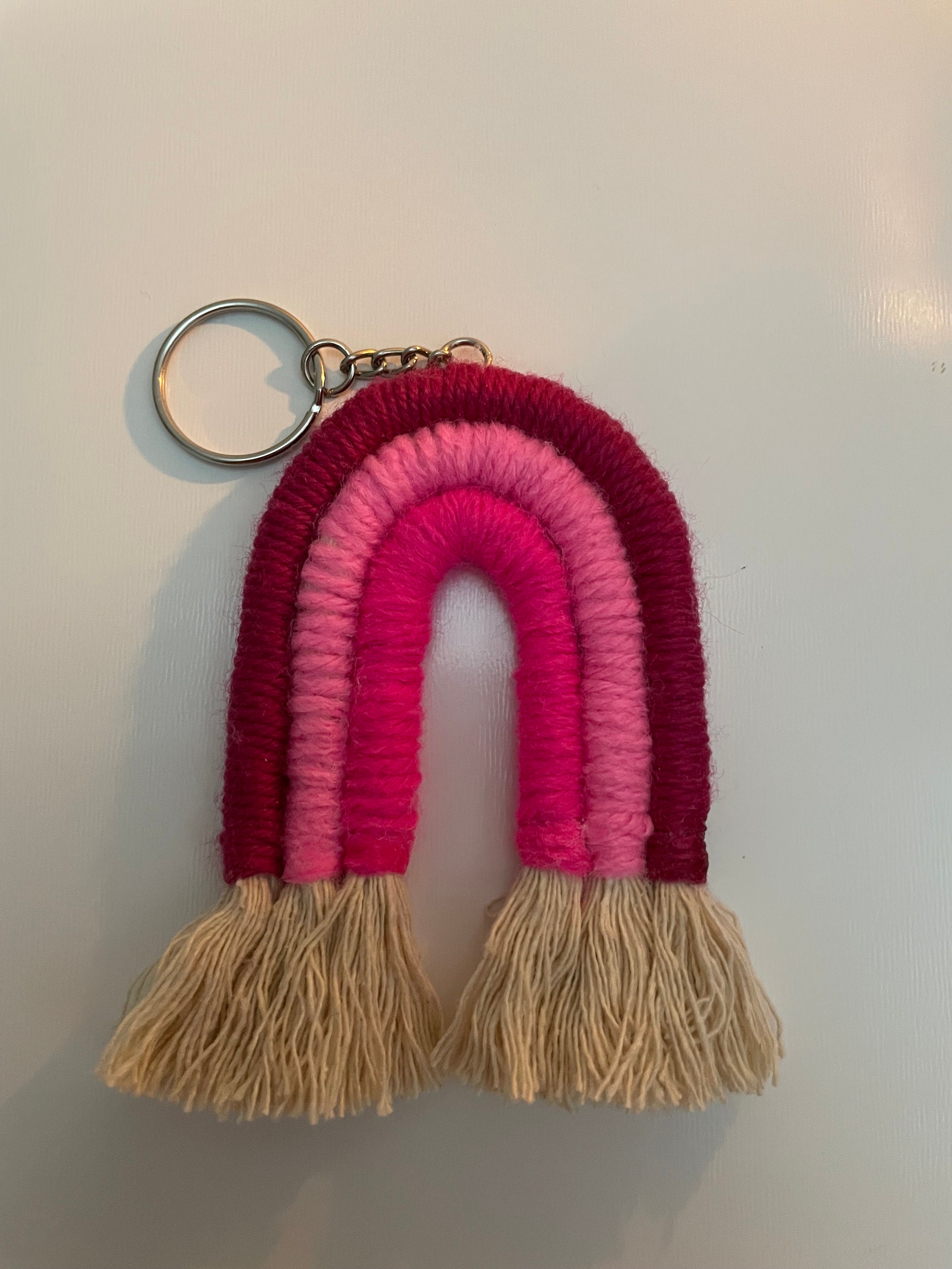 Macrame Rainbow Keychain, Boho Keychain, Pastel Rainbow Keychain, Car ...