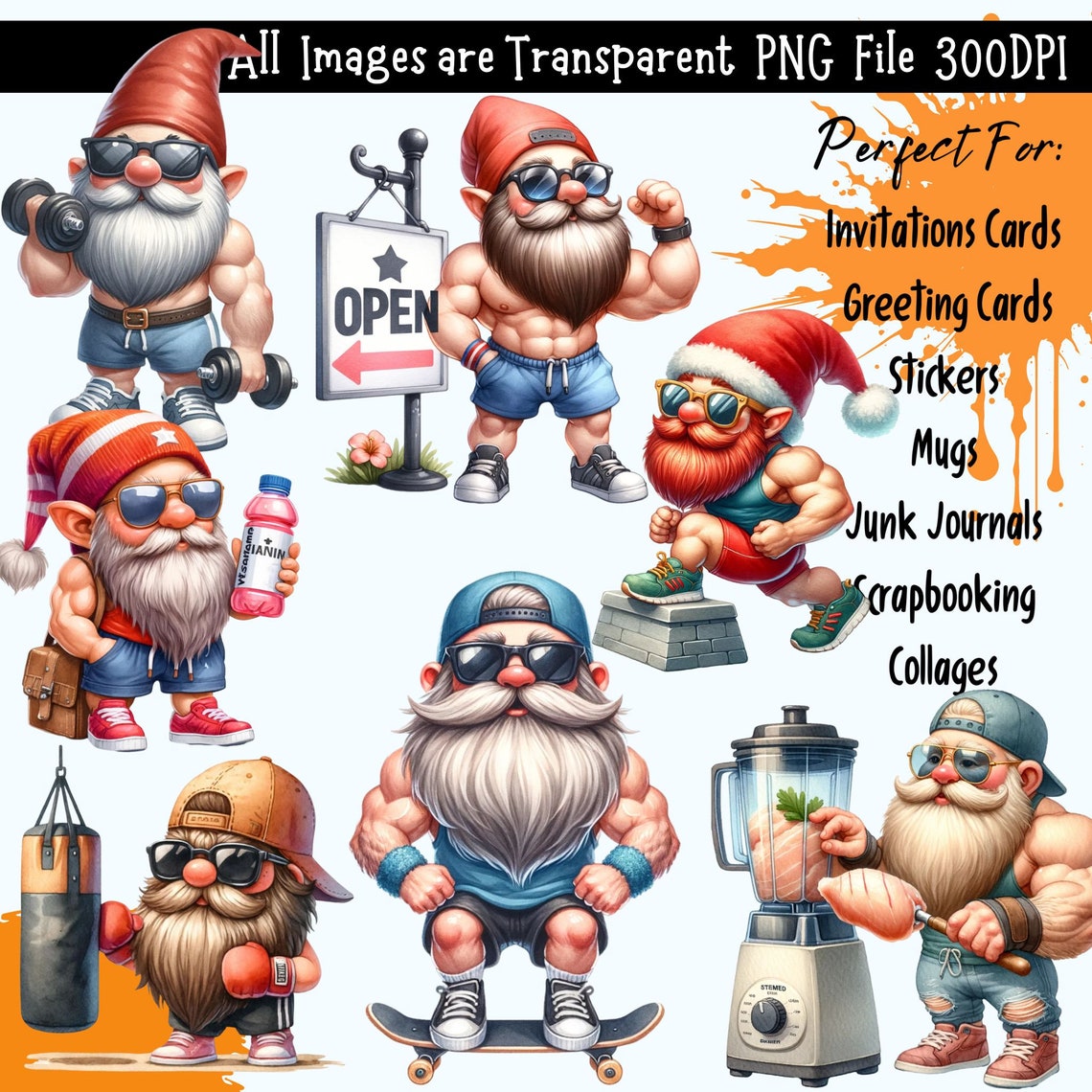 28 PNG Set G : Bodybuilder Gnome PNG, Workout Gnome, Fitness Gnomes ...