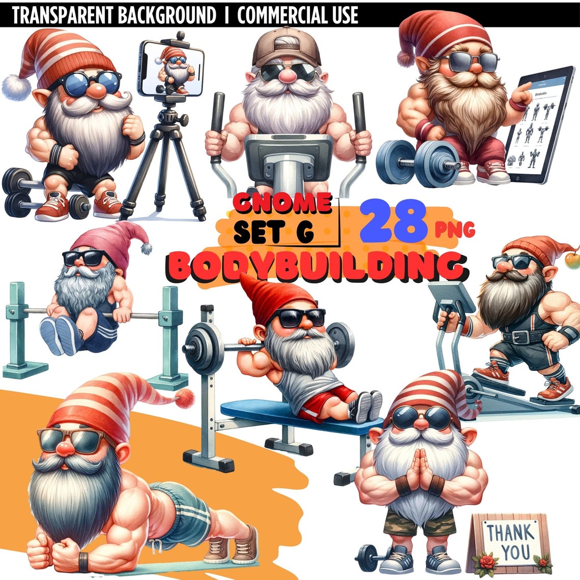 28 PNG Set G : Bodybuilder Gnome PNG, Workout Gnome, Fitness Gnomes ...