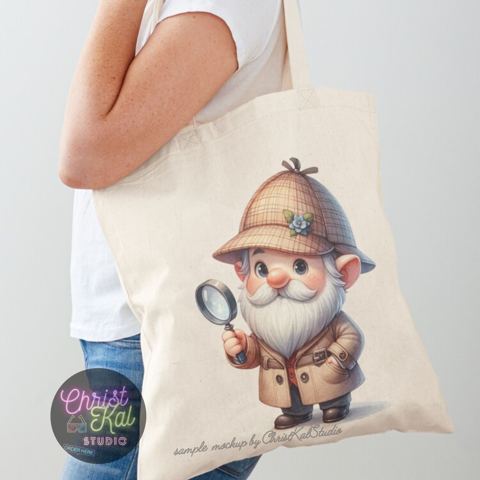 26PNG: Detective Gnome Clipart, Detective Dad, Watercolor Gnome, Police ...