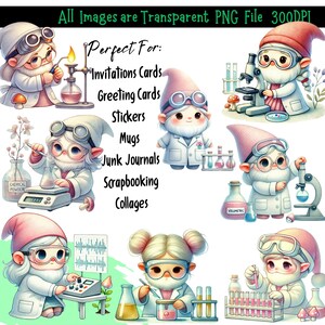 Watercolor Science Gnome Clipart: Laboratory PNG Bundle (digital ...