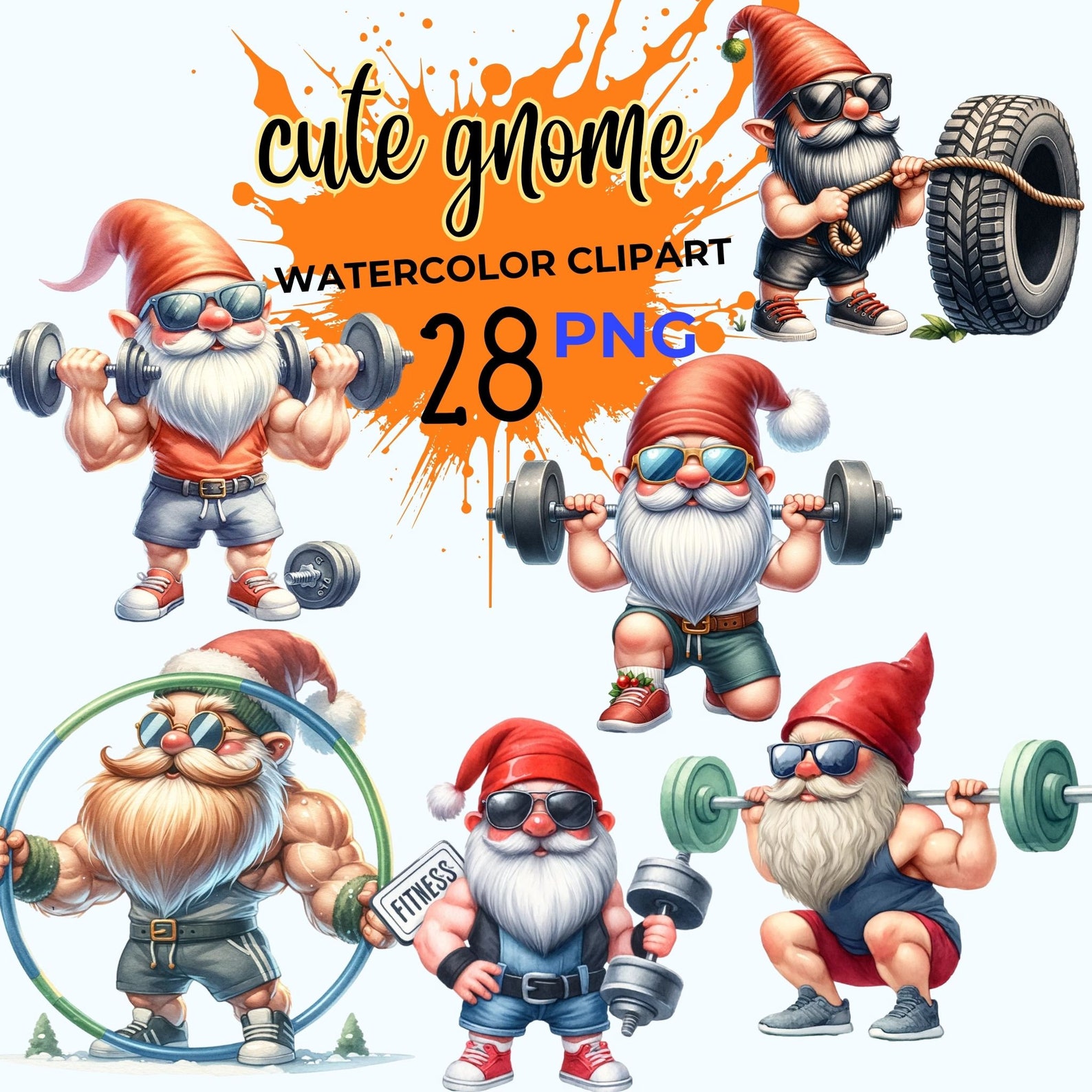 28 PNG Set G : Bodybuilder Gnome PNG, Workout Gnome, Fitness Gnomes ...