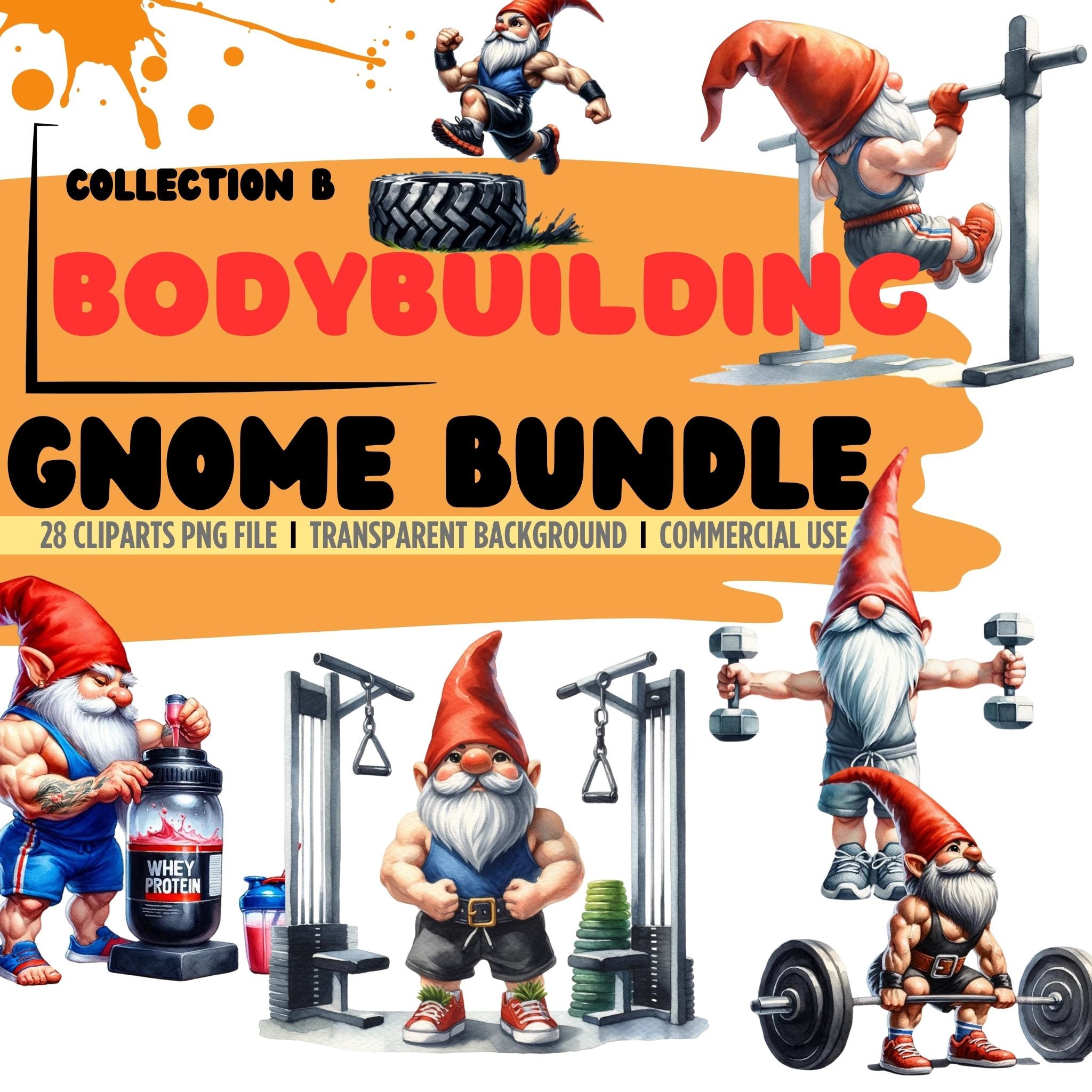 28 PNG Set B : Bodybuilder Gnome PNG, Workout Gnome, Fitness Gnomes ...