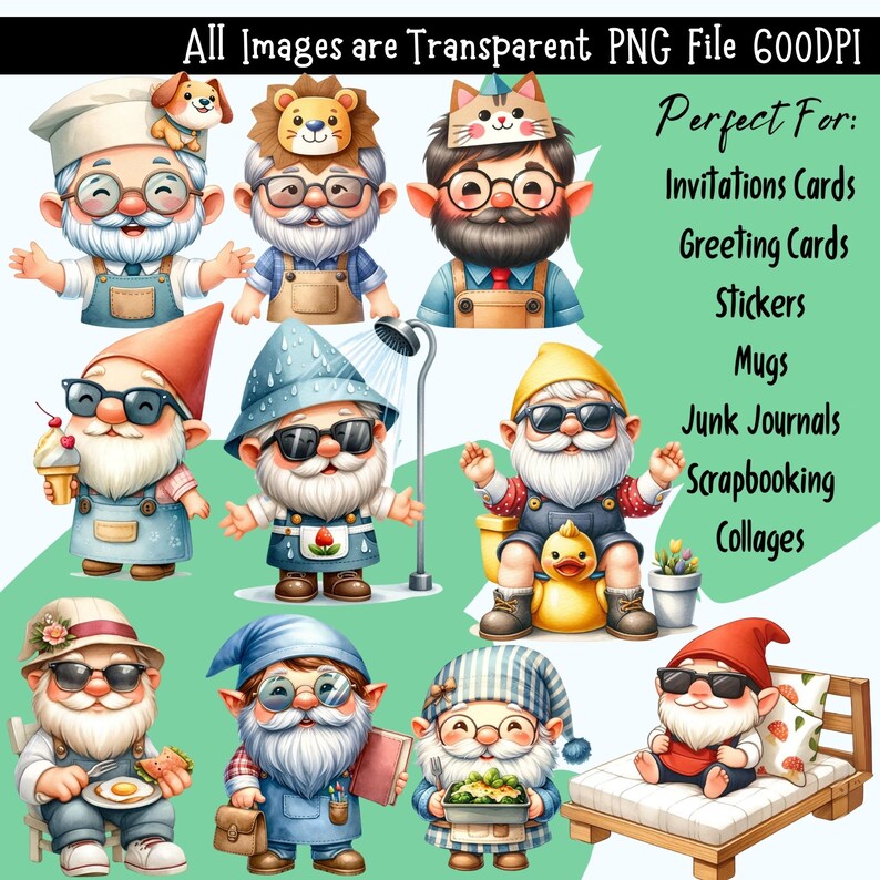 42PNG Watercolor Nursery Gnome Clipart, SET A, Nursery Teacher PNG ...