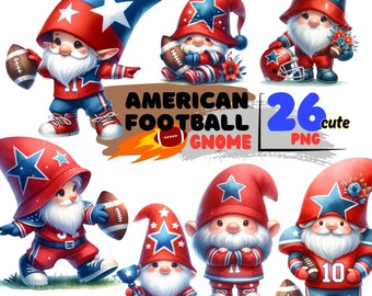 Watercolor Cute Gnome American Football Clipart,sport Gnome Clipart ...