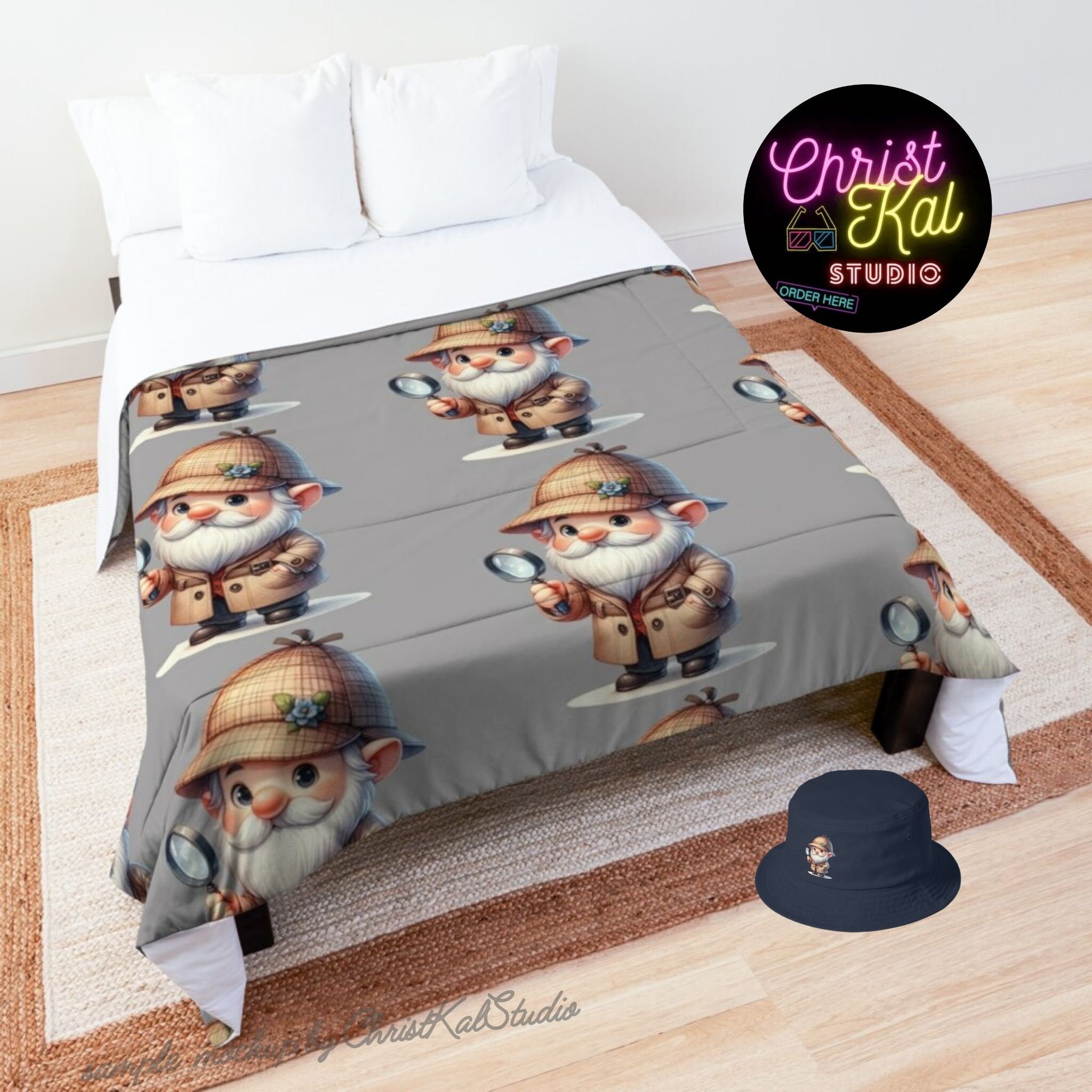 26PNG: Detective Gnome Clipart, Detective Dad, Watercolor Gnome, Police ...