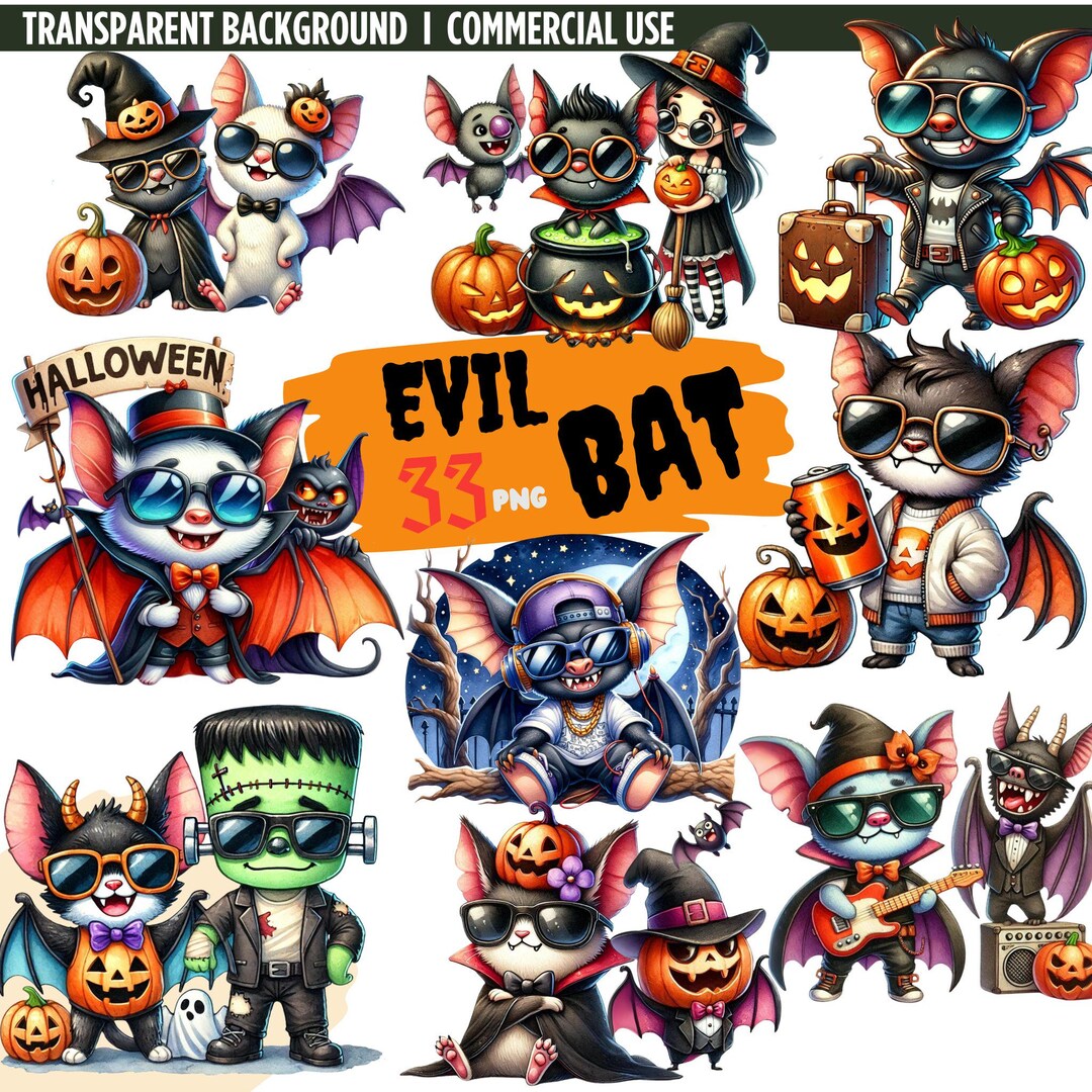 33PNG Halloween Clipart Watercolor: Halloween Bat PNG, Cute Vampire Bat ...
