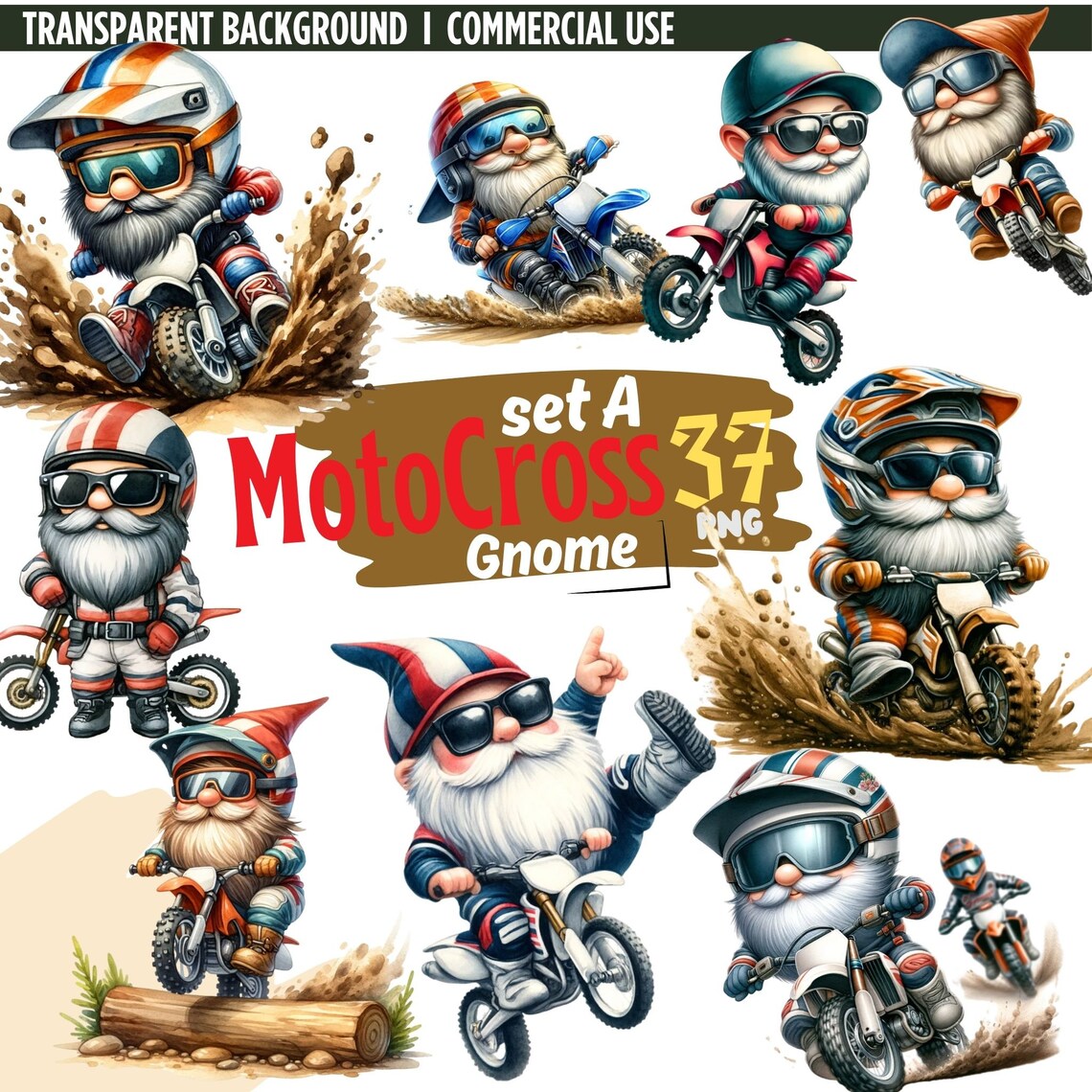 Sportbike Gnome Clipart: Racing Motorcycles PNG Set (digital Download ...