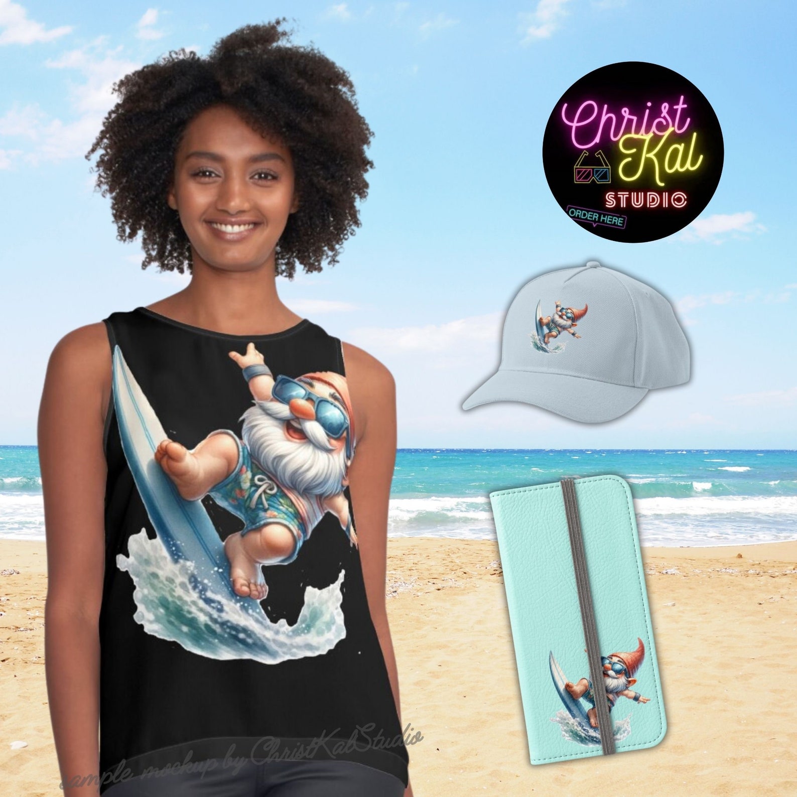 Surf Gnome Clipart 38 PNG Set B: Summer Clipart, Beach Gnome Clipart ...