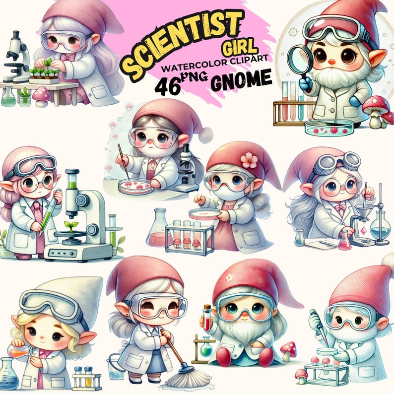 46PNG: Women Science Gnome Clipart, Science Clipart, Laboratory PNG ...