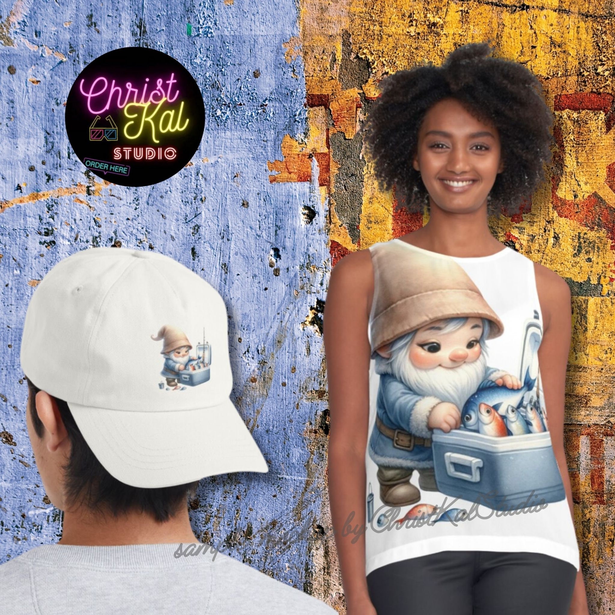 Fishing Gnomes 30 PNG Set A: Watercolor Fishing Gnome Clipart Bundle ...